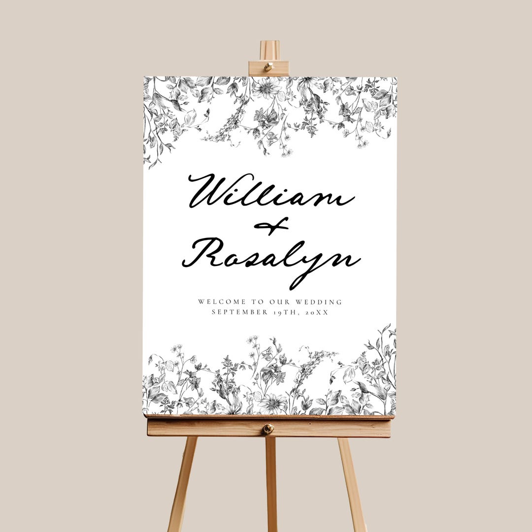 Elegant Minimalist Wedding Welcome Sign Template Editable Digital ...