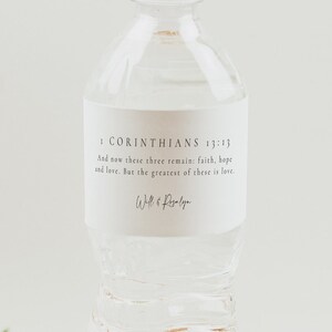 MINIMAL Water Bottle Label, Scripture, Christian Wedding, Water Bottle ...