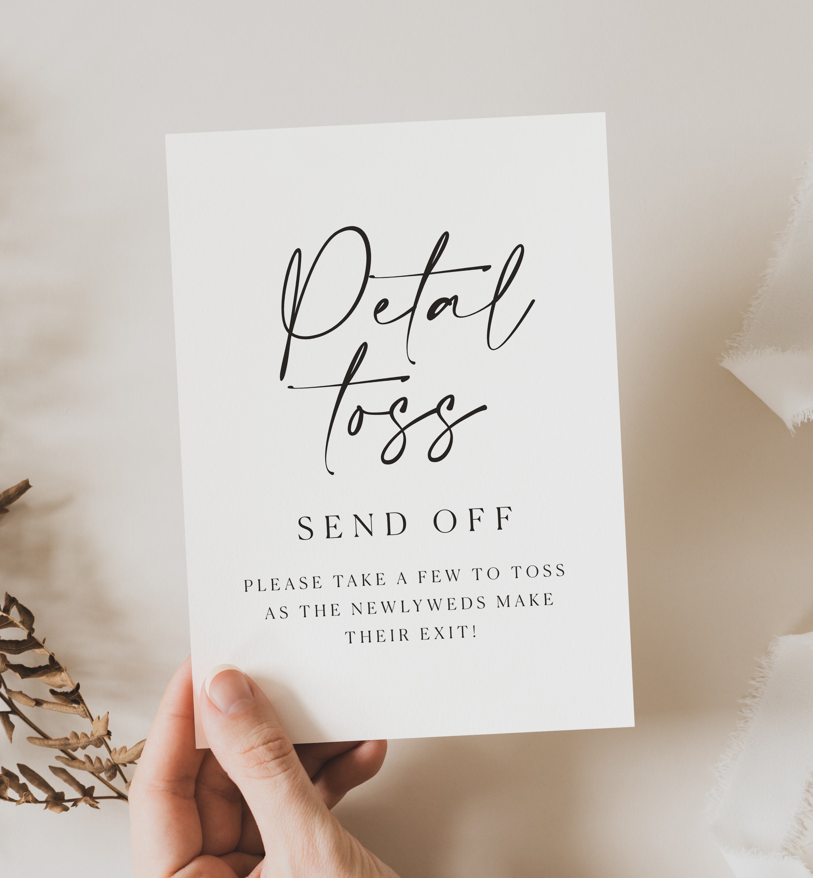 Petal Toss Wedding Sign, Minimalist Wedding Send off Sign, Elegant ...