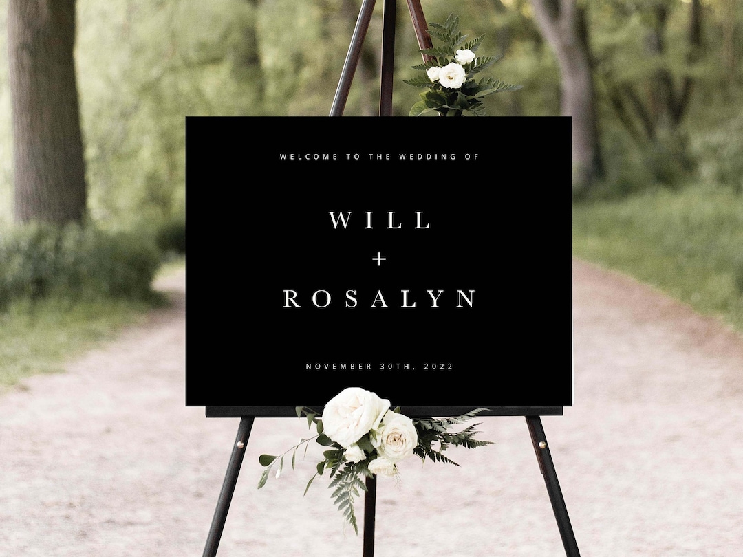 Black Wedding Sign Modern Black Wedding Welcome Sign Rustic - Etsy