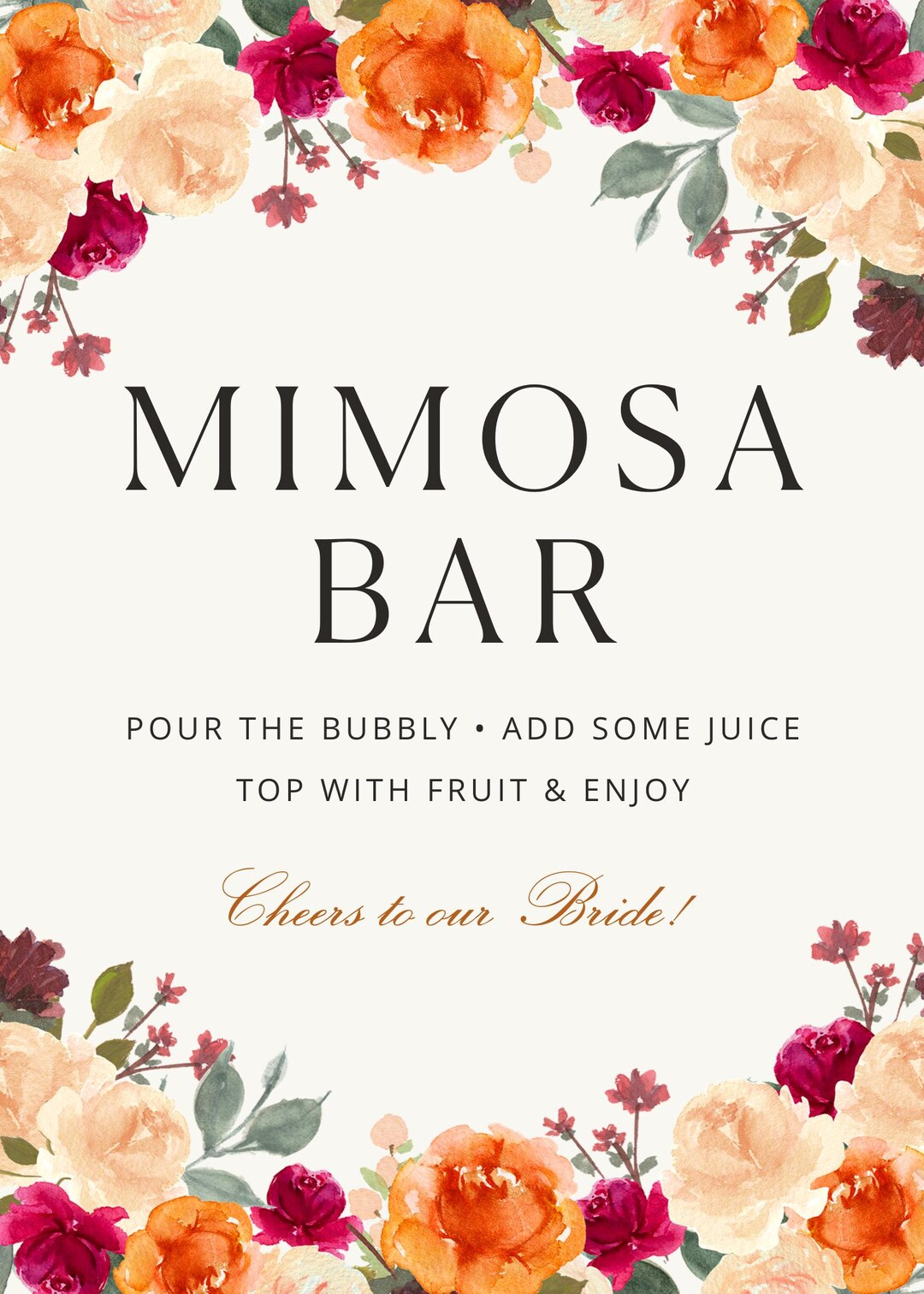 Cute Mimosa Bar Sign, Autumn Mimosa Bar Sign, Fall Mimosa Bar Sign ...
