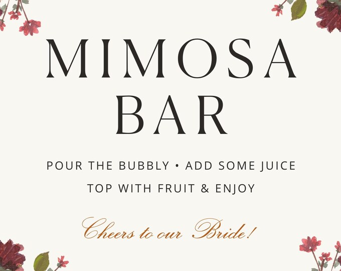 Cute Mimosa Bar Sign, Autumn Mimosa Bar Sign, Fall Mimosa Bar Sign ...