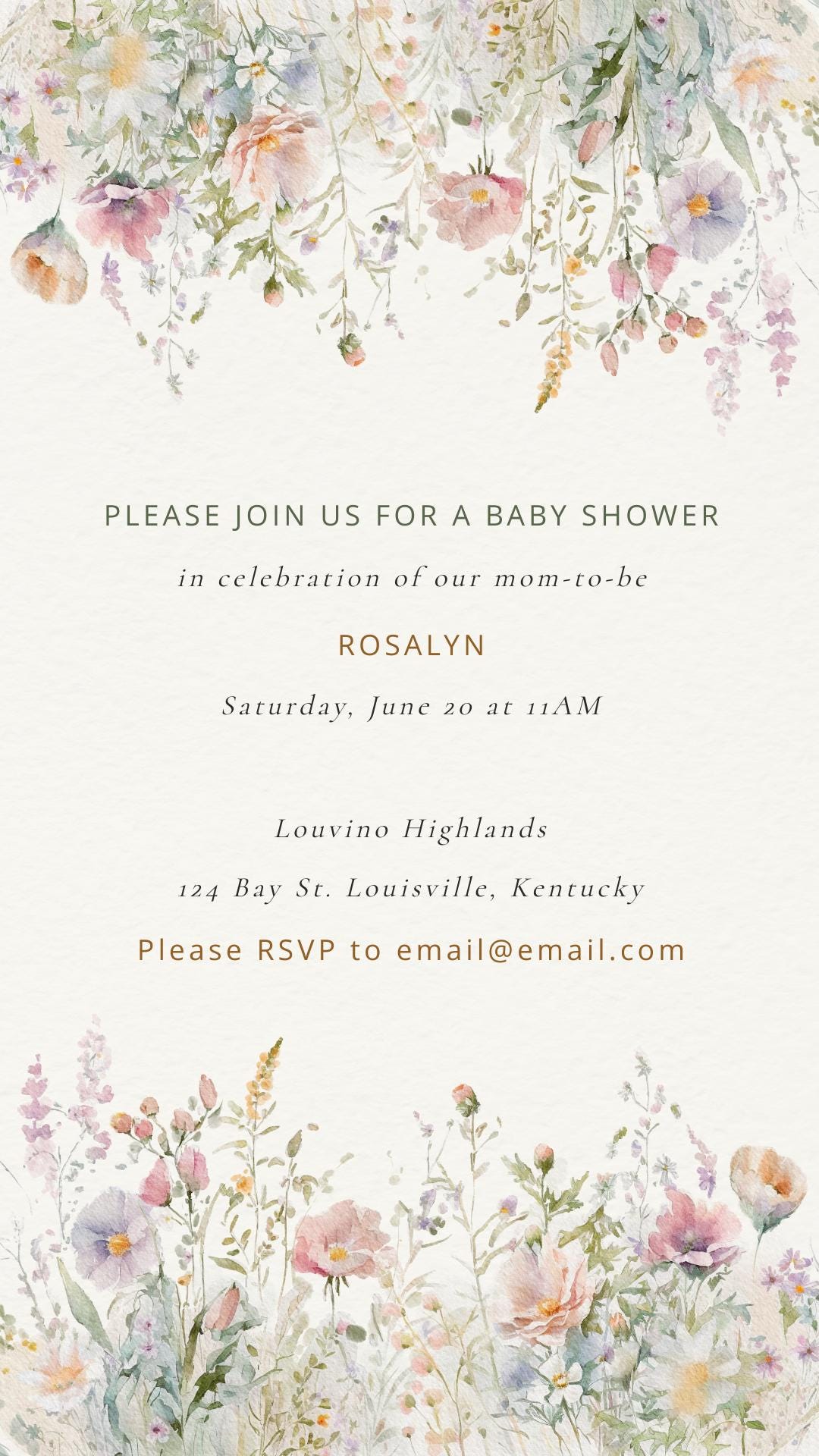 Cute Baby Shower Invitation, Baby Shower, Floral Baby Shower, Spring ...