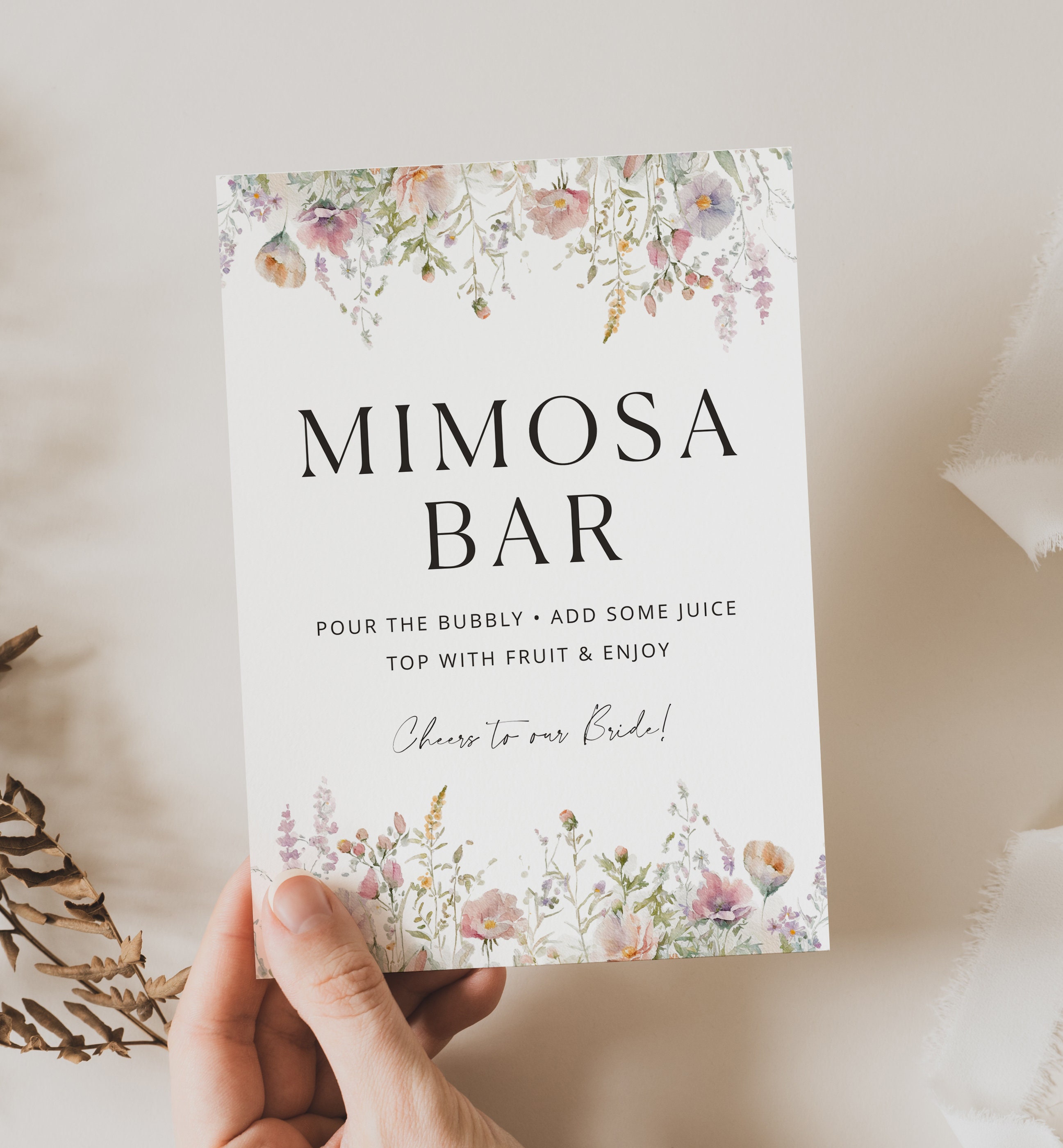 Bridal Shower Mimosa Bar Sign, Mimosa Bar Sign, Floral Mimosa Bar Sign ...