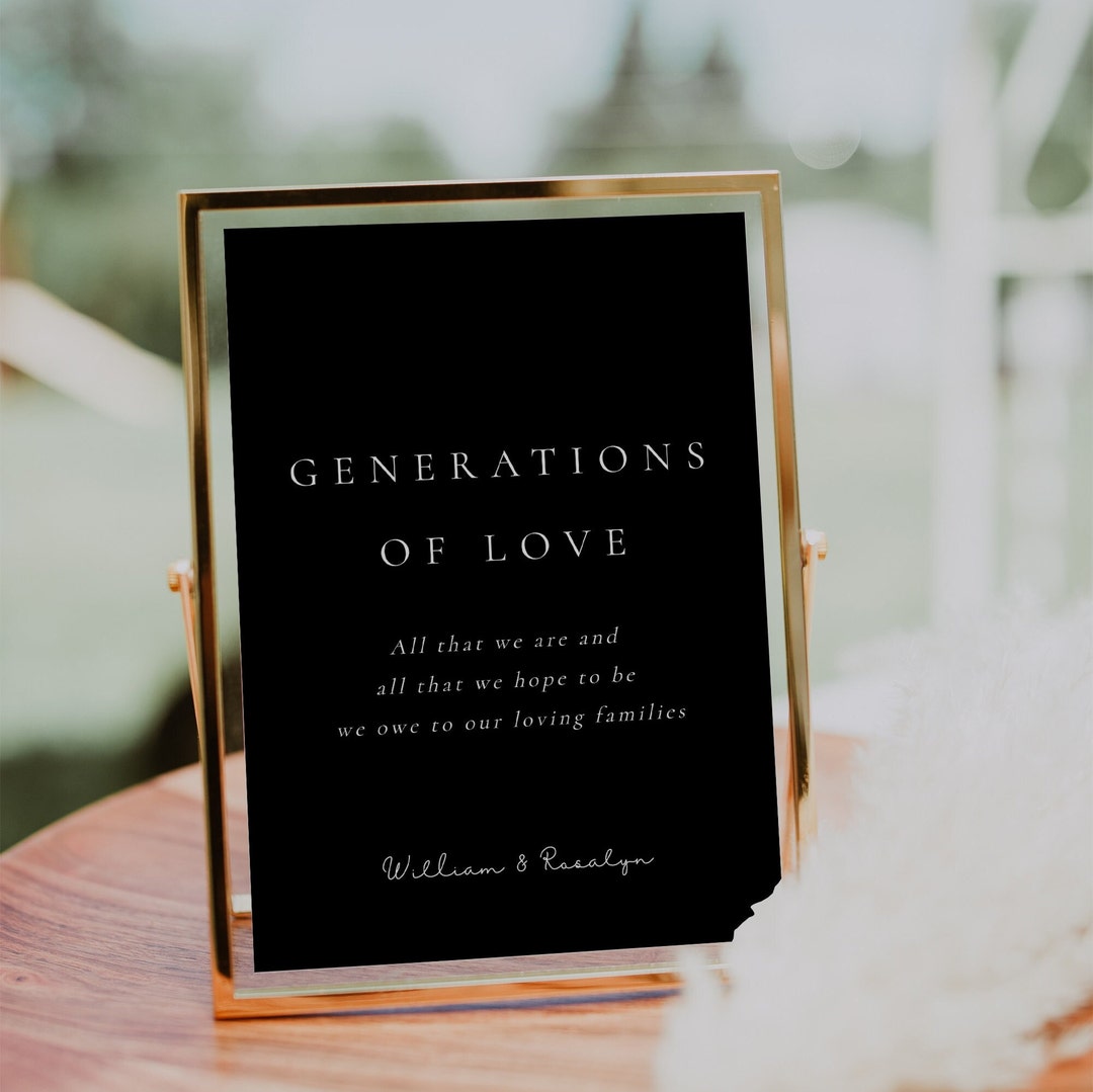 Wedding Family Sign, Generations of Love Sign, Wedding Signs, Family ...