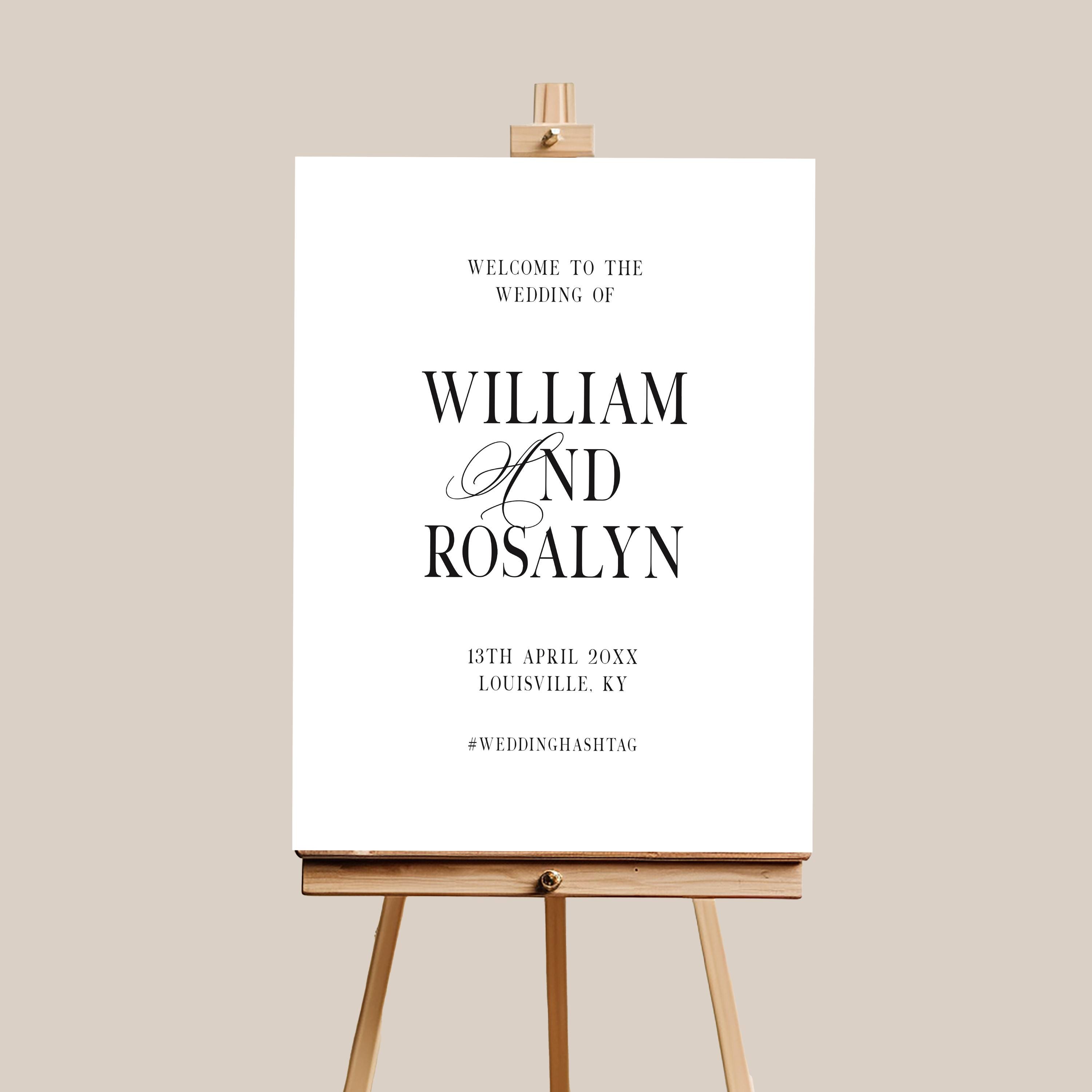 Elegant Minimalist Wedding Welcome Sign Template Editable Digital ...