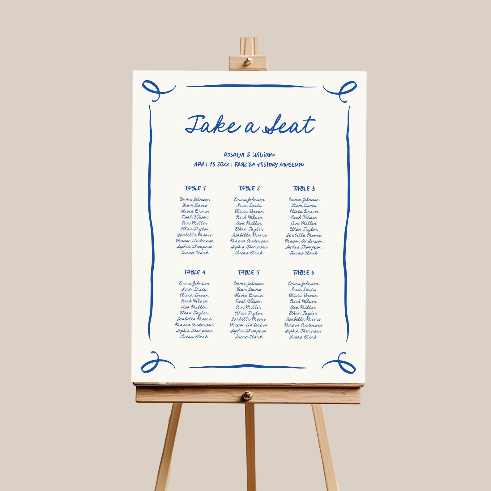 Whimsical Hand-drawn Seating Chart | Minimalist Script | Handwritten ...