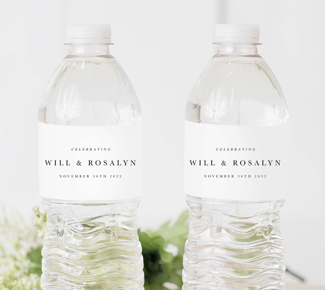 Personalized Wedding Water Bottle Label, Wedding Bater Bottle Label ...