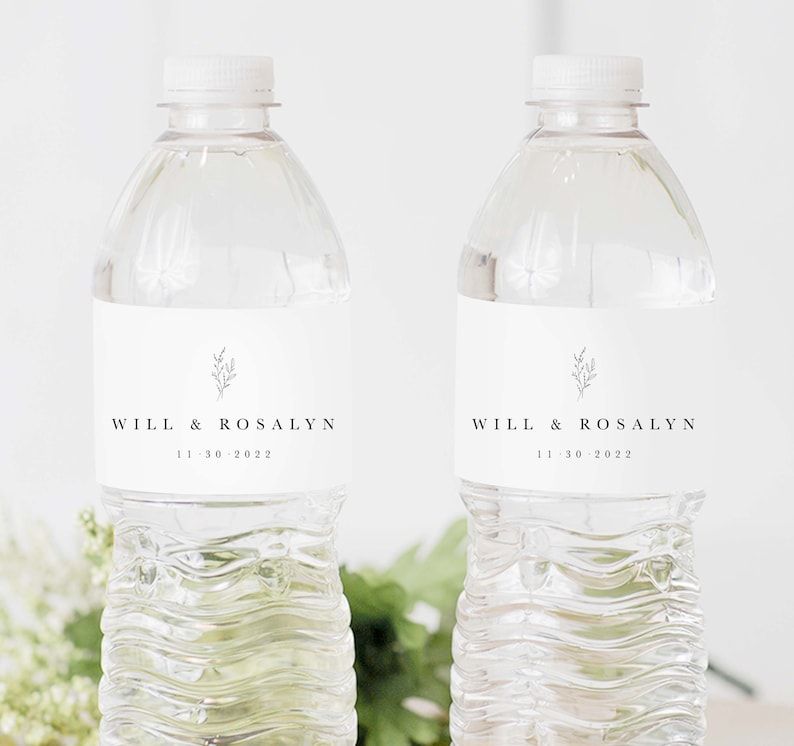Personalized Water Bottle Labels Modern Wedding Water Bottle - Etsy