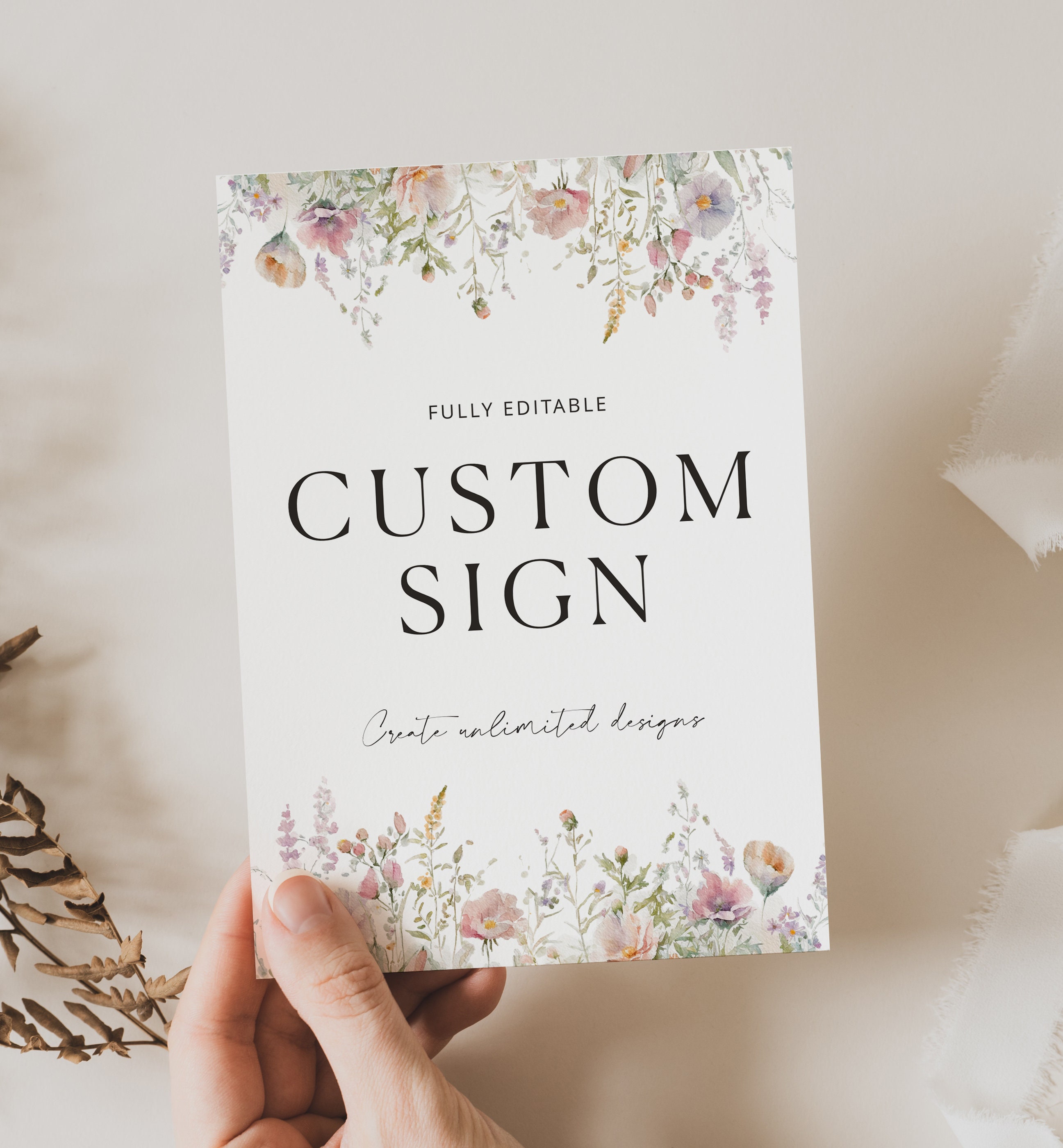 Wildflower Custom Sign Template, Editable Custom Sign, Bridal Shower ...