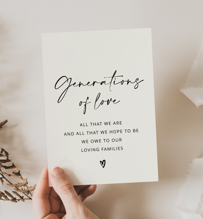 Wedding Family Sign, Generations of Love Sign, Wedding Signs, Family ...