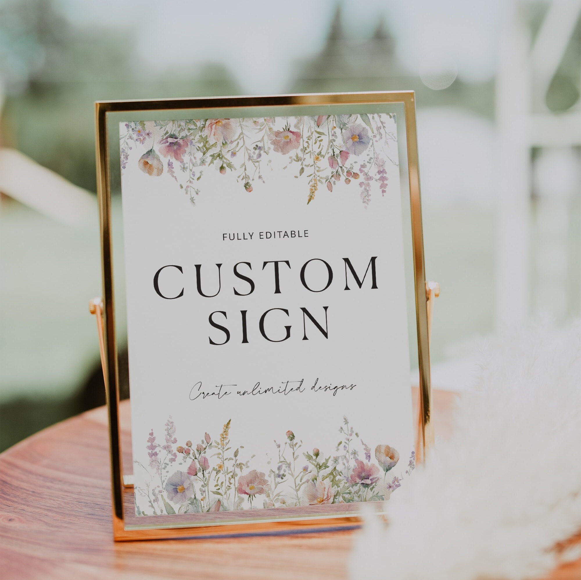 Wildflower Custom Sign Template, Editable Custom Sign, Bridal Shower ...