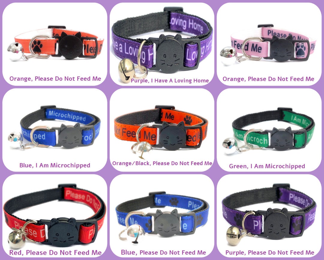 Worded Cat Collars With Bell and Quick Release Breakaway - Etsy UK