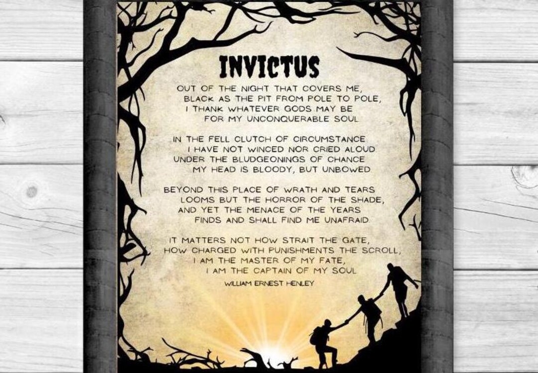 Invictus Poem, Printable Download, Dark and Truthful Poem, Living Room ...