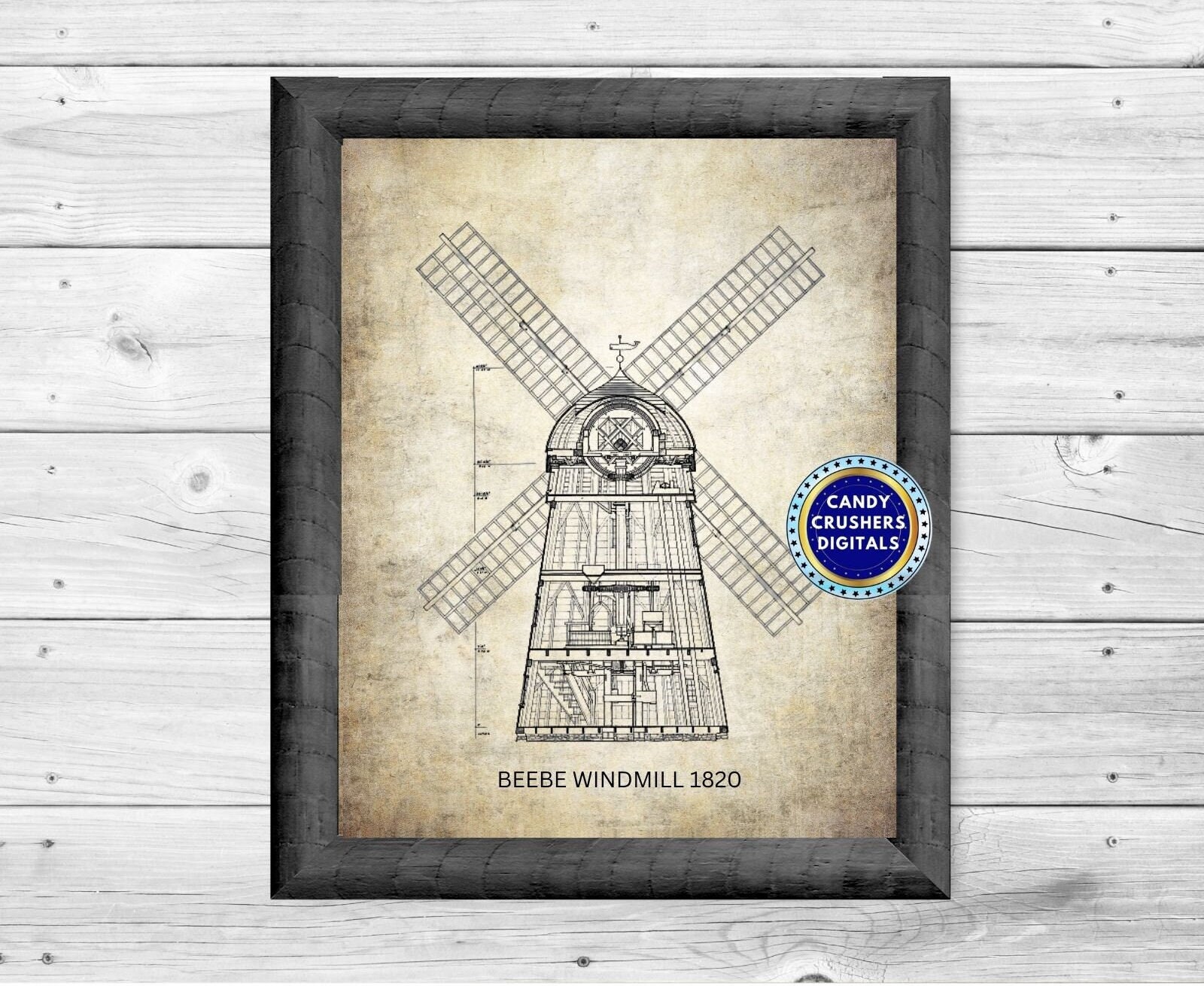 Windmill Drawing - Windmill Print - Windmill Art - Windmill Printing ...