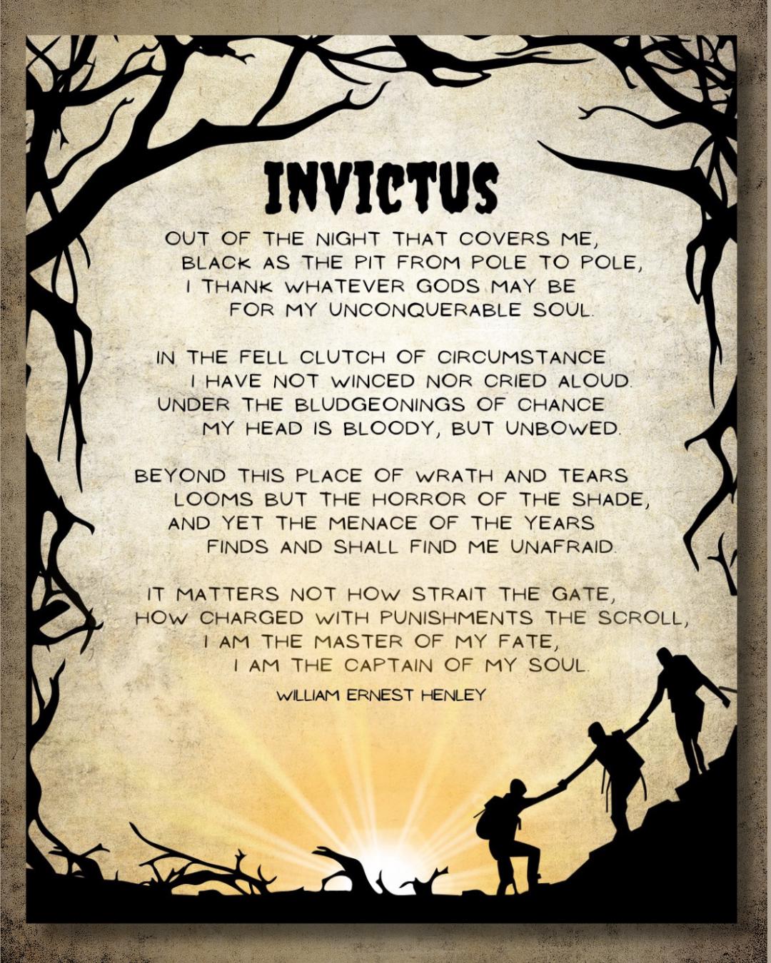 Invictus Poem, Printable Download, Dark and Truthful Poem, Living Room ...