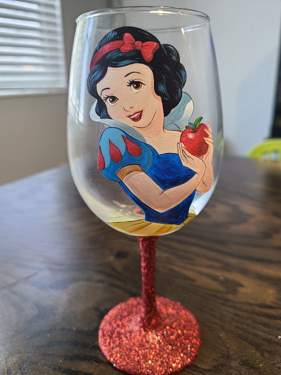 Snow White Painted Wine Glass, Disney Princess Wine Glass, Disney Wine ...