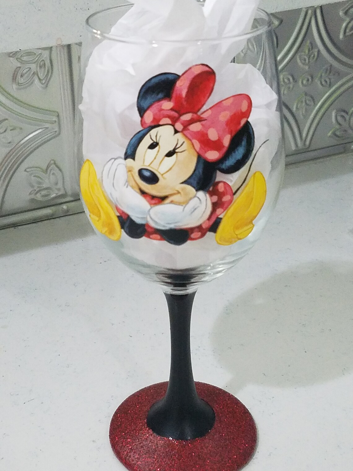 Minnie Mouse Wine Glass Disney Painted Wine Glass Wine Lover - Etsy