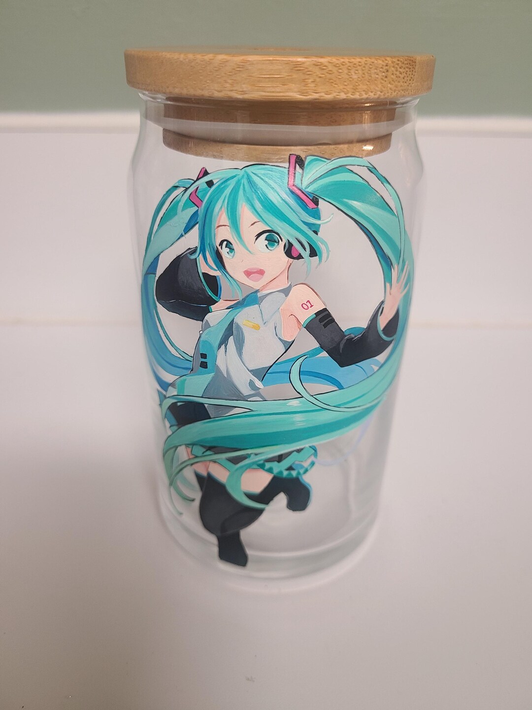 Hatsune Miku Glass, Custom Painted Water Tumbler, Anime Gifts, Vocaloid ...