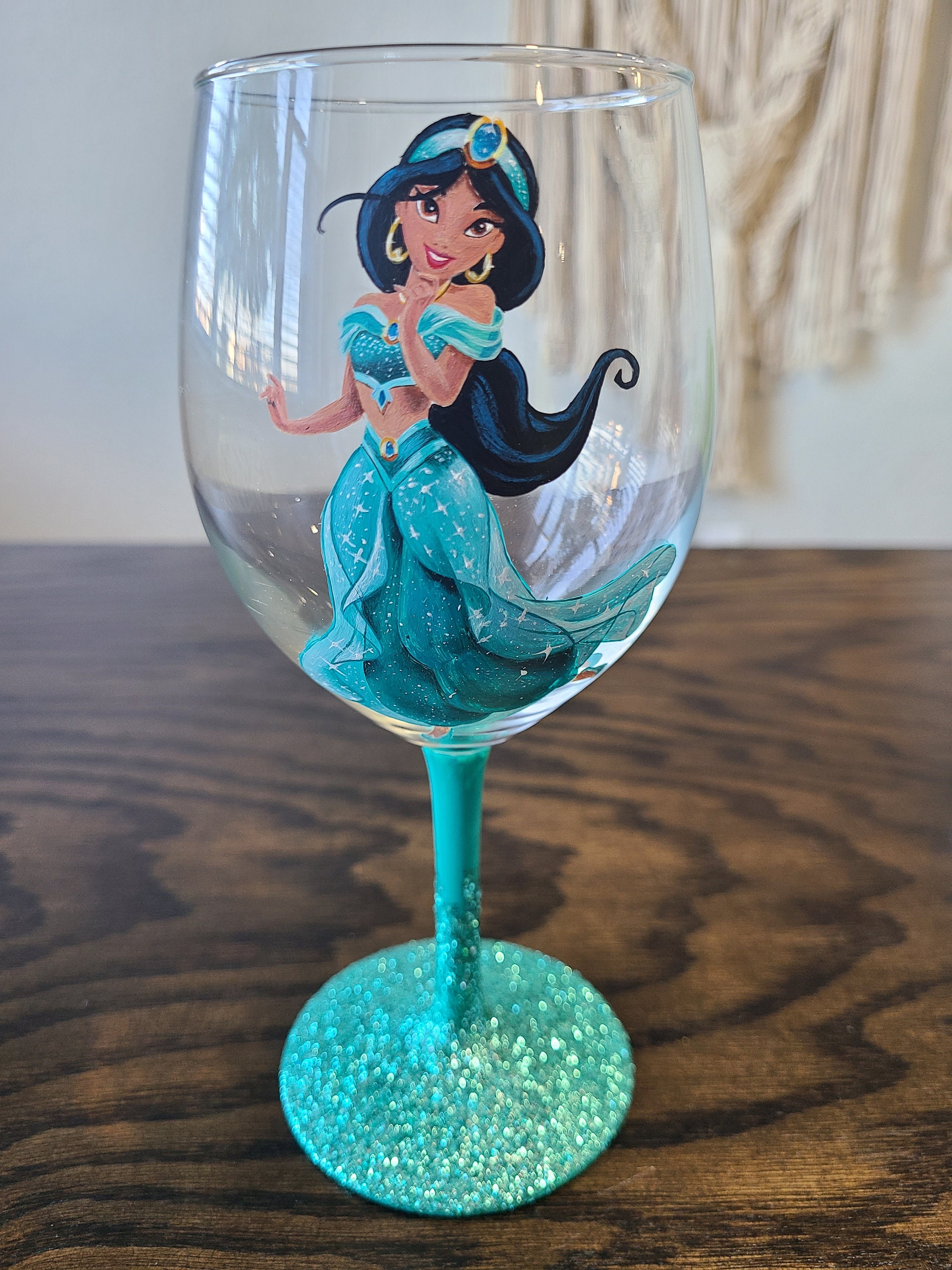 Princess Jasmine Wine Glass Disney Painted Wine Glass - Etsy