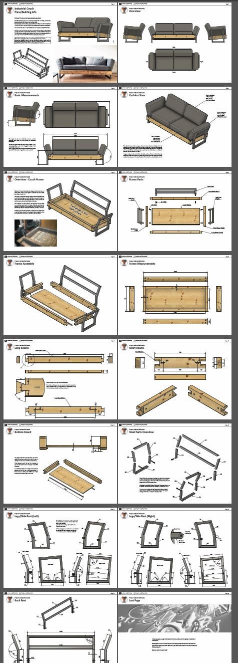 Industrial Couch Plans and Measurements 3D Model - Etsy