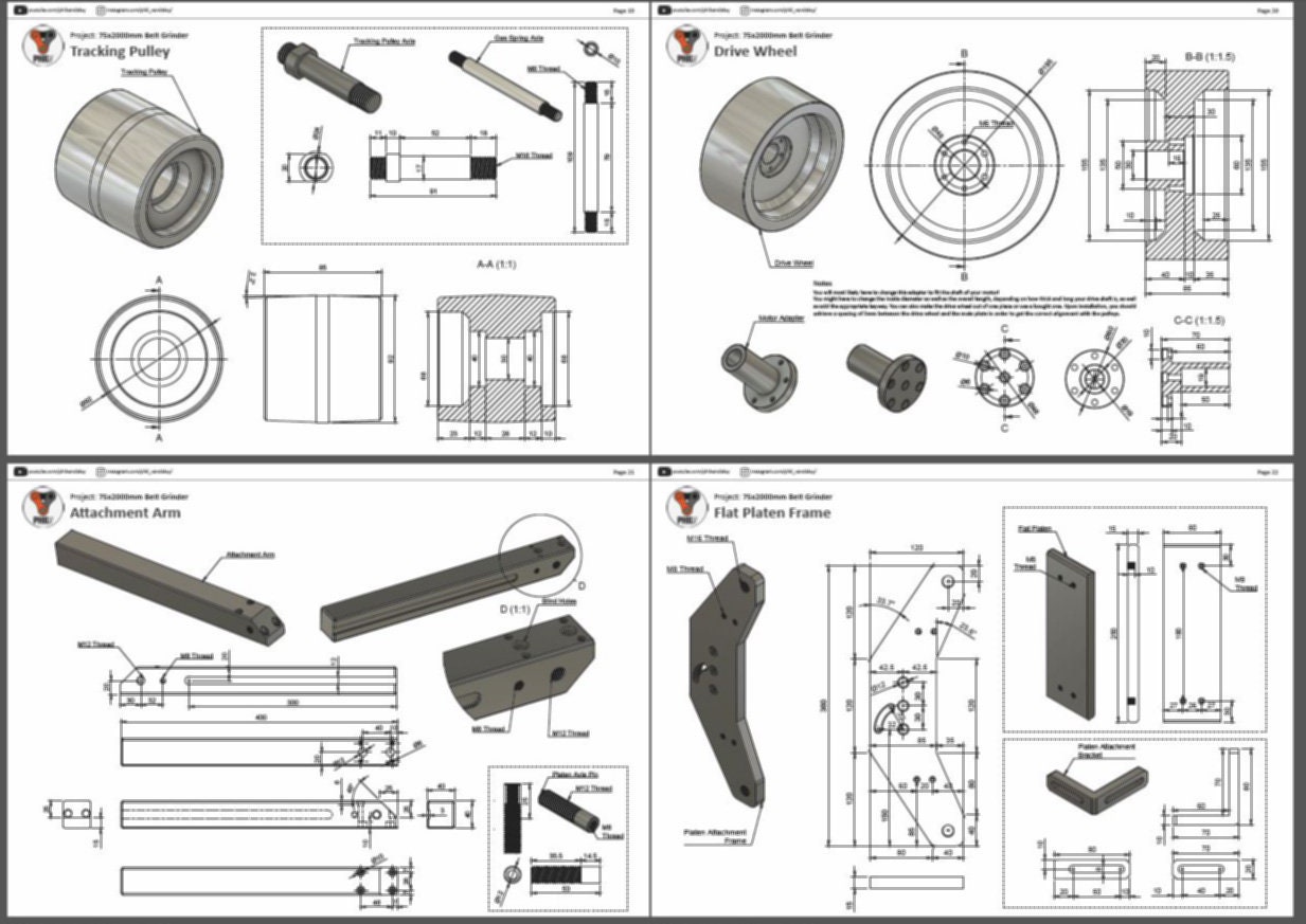 PVB-1 Belt Grinder Plans and Blueprints Building Info and 3D - Etsy