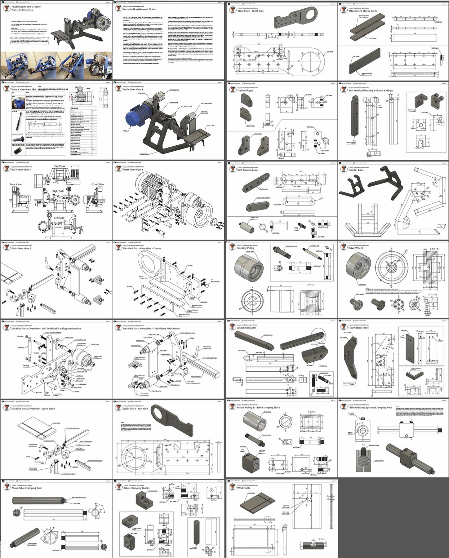 PVB-1 Belt Grinder Plans and Blueprints, Building Info and 3D Model - Etsy