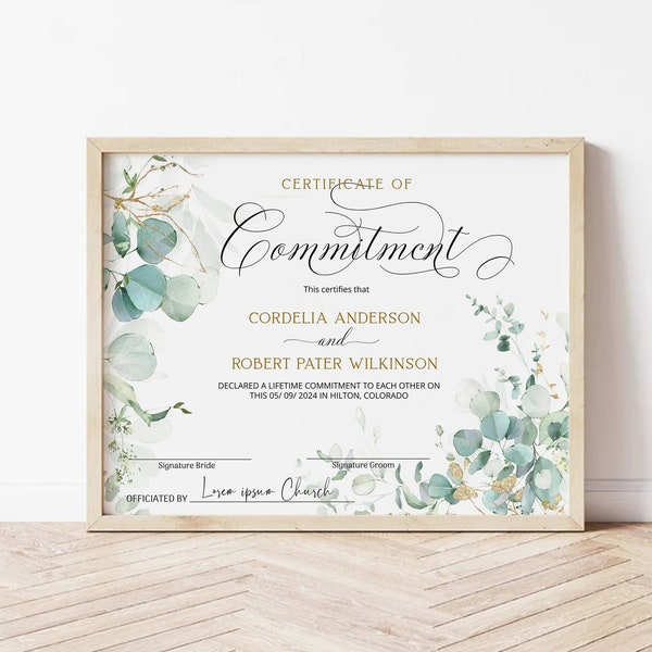 Eucalyptus Commitment Certificate - Etsy