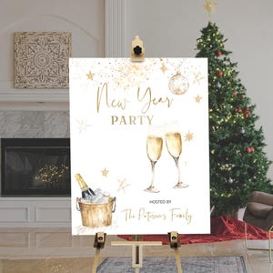 New Year's Party Welcome Sign Template, Editable New Year's Eve Party ...