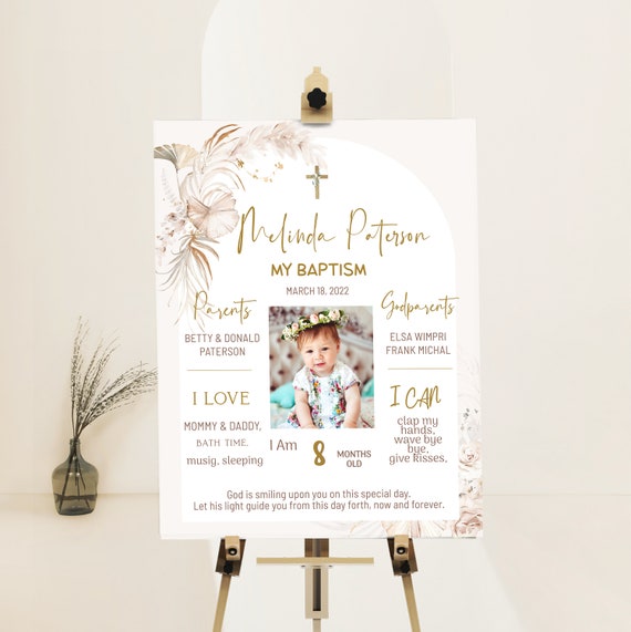 Boho Baptism Chalkboard Sign Pampas Grass Baptism Baptism | Etsy