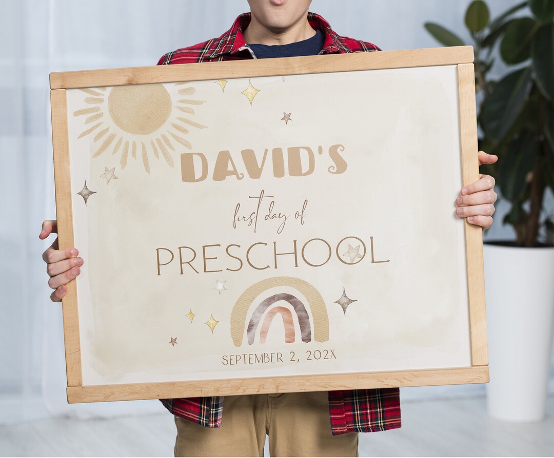 Editable First Day of Preschool Sign, First Day of Kindergarten Prop ...