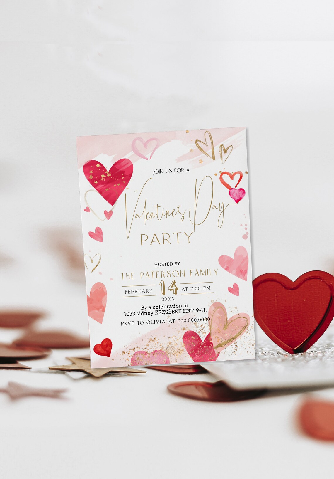 Editable Valentine Day Party Invitation, Heart Couples Party Invitation ...