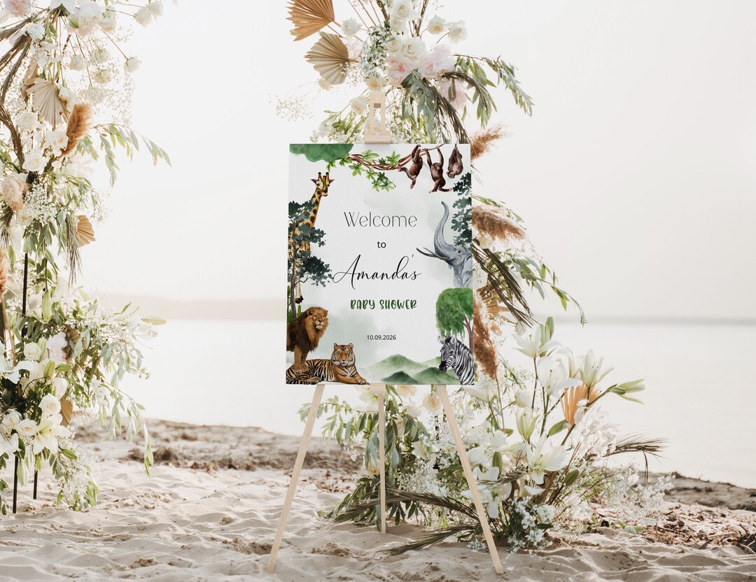 Jungle Welcome Sign Template, Beby Shower Welcome Sign Safari, 1st ...