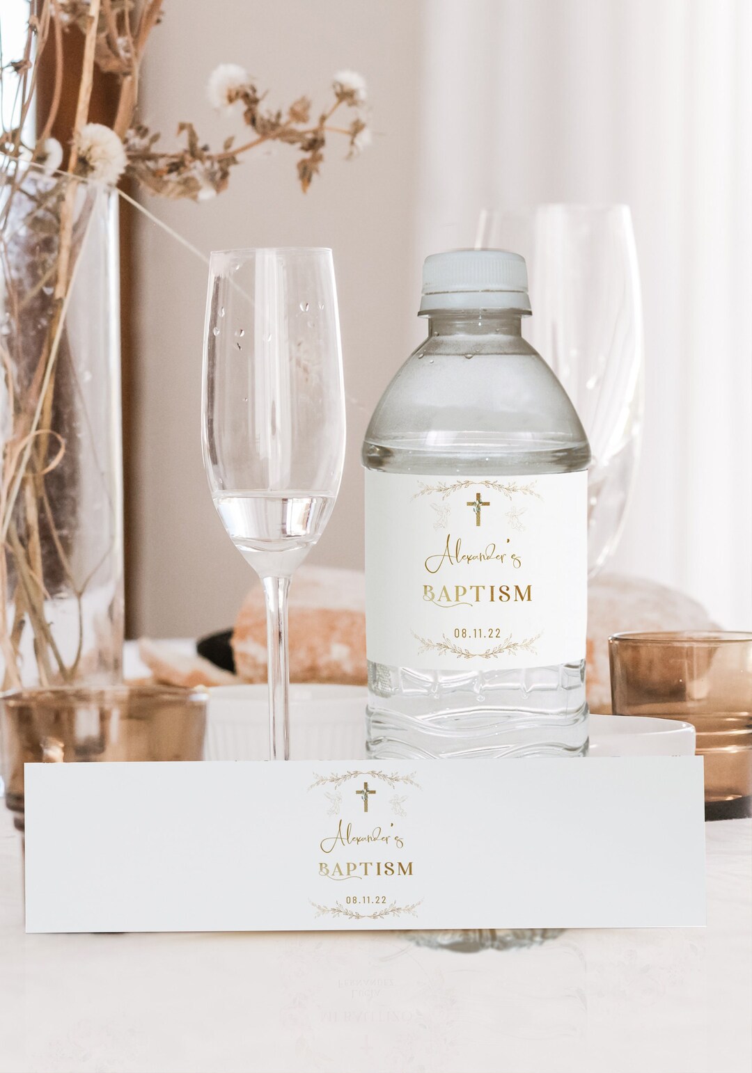 Elegant Gold Baptism Bottle Label Christening Water Label, Printable ...