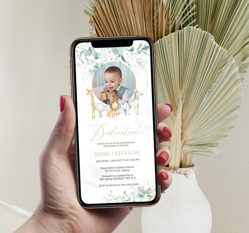 Electronic Dedication Invitation Animals Template Smart Phone - Etsy