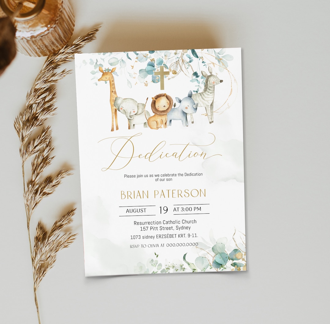Dedication Invitation Animals Template, Dedication Invite, Animals ...