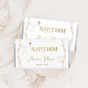 Angel Gold Baptism Chocolate Bar Wrapper Template, Editable Candy Bar ...