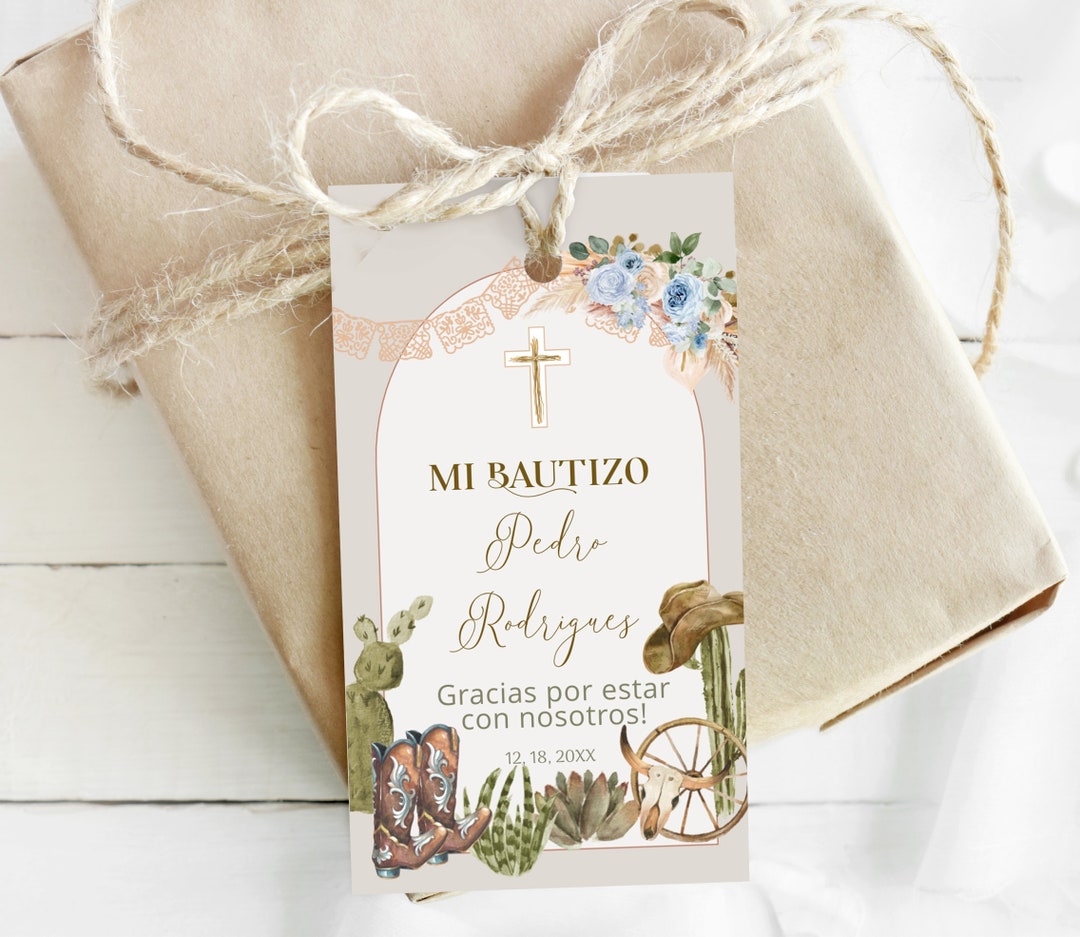 Mi Bautizo Thank You Tags Template, Spanish Baptism Fevor Teg, Editable ...