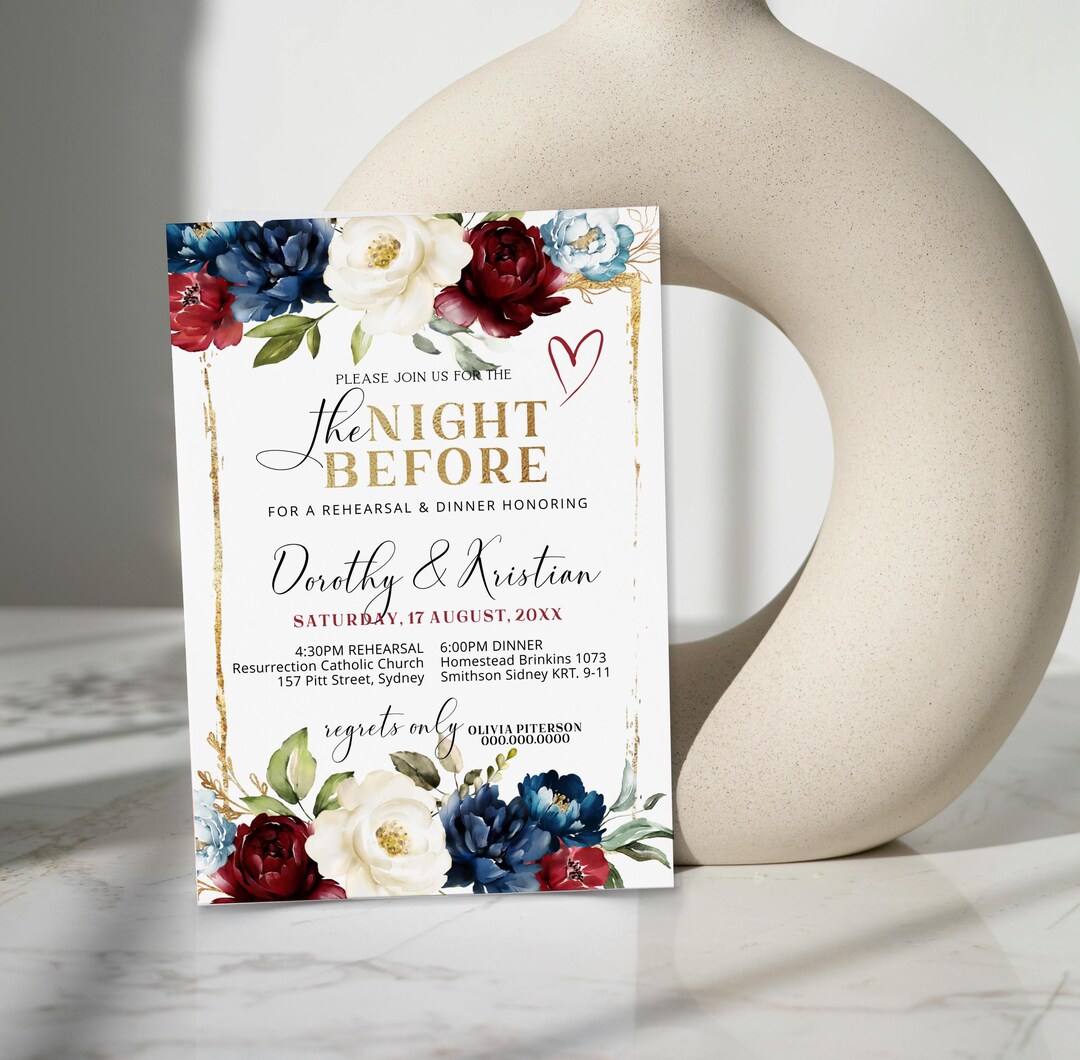 The Night Before Invitation Template, Editable Rehearsal Dinner ...