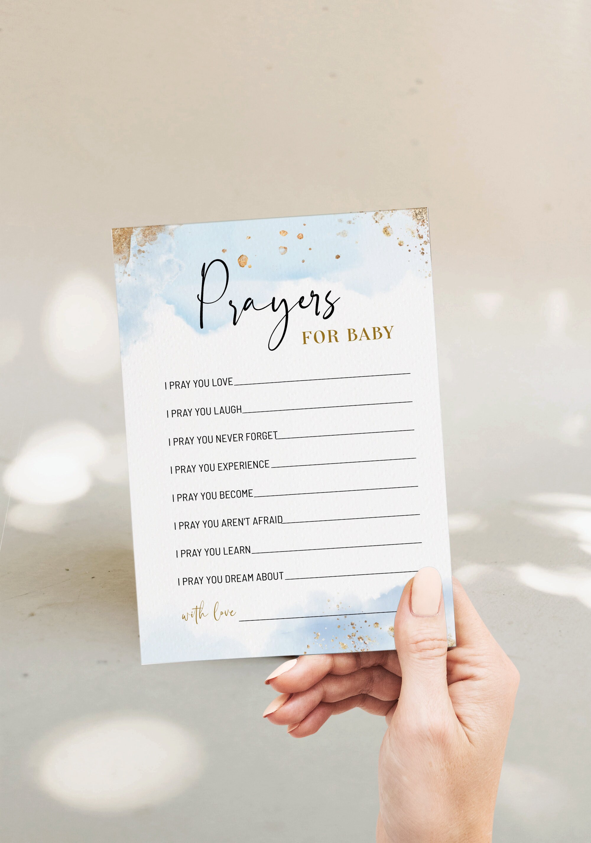 Editable Blue Gold Advice Prayer Card Blue Gold Well Wishes - Etsy