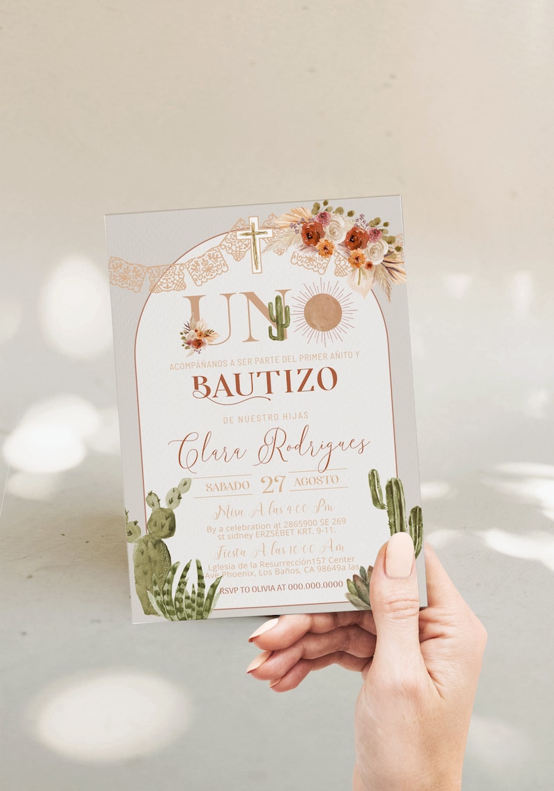 Uno Invitaciones De Bautizo Template, Uno Birthday Spanish Baptism ...