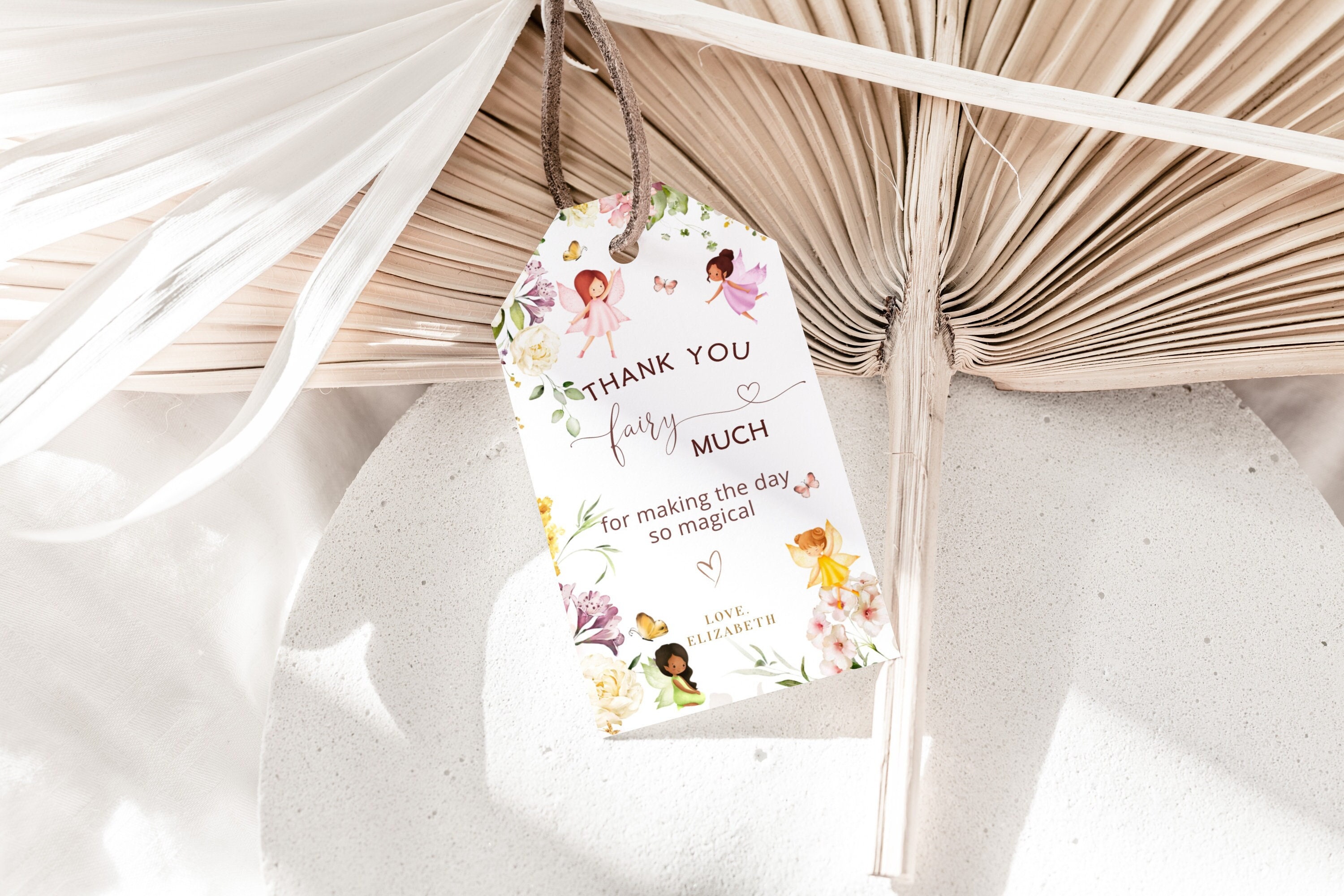Thank You Fairy Much Tag Template Editable Girl Fairy Garden - Etsy
