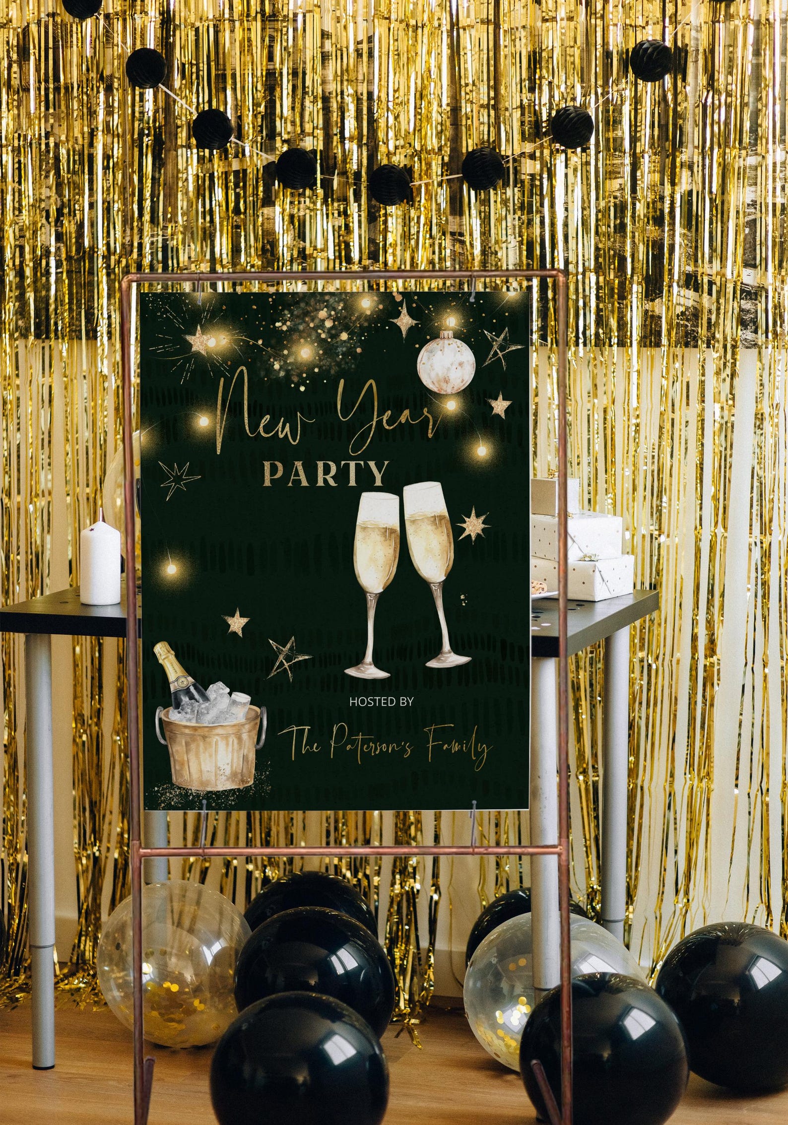 New Year's Welcome Sign, Office Winter Party Poster, NEY Celebration ...