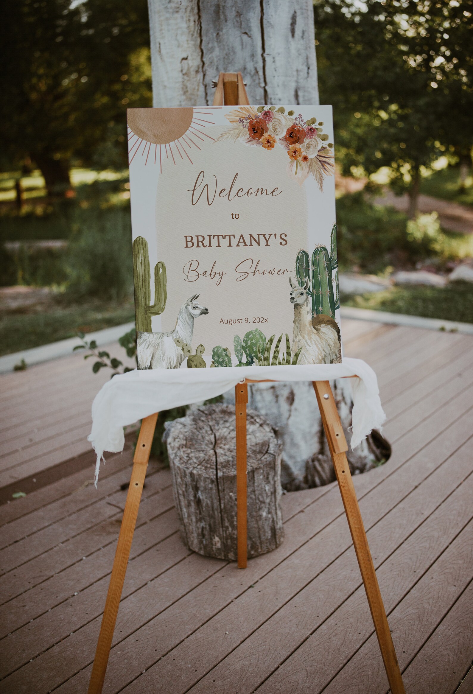 Llama Baby Shower Welcome Sign Template, Cactus Llam Baby Welcome Sign ...