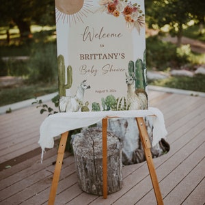 Llama Baby Shower Welcome Sign Template, Cactus Llam Baby Welcome Sign ...