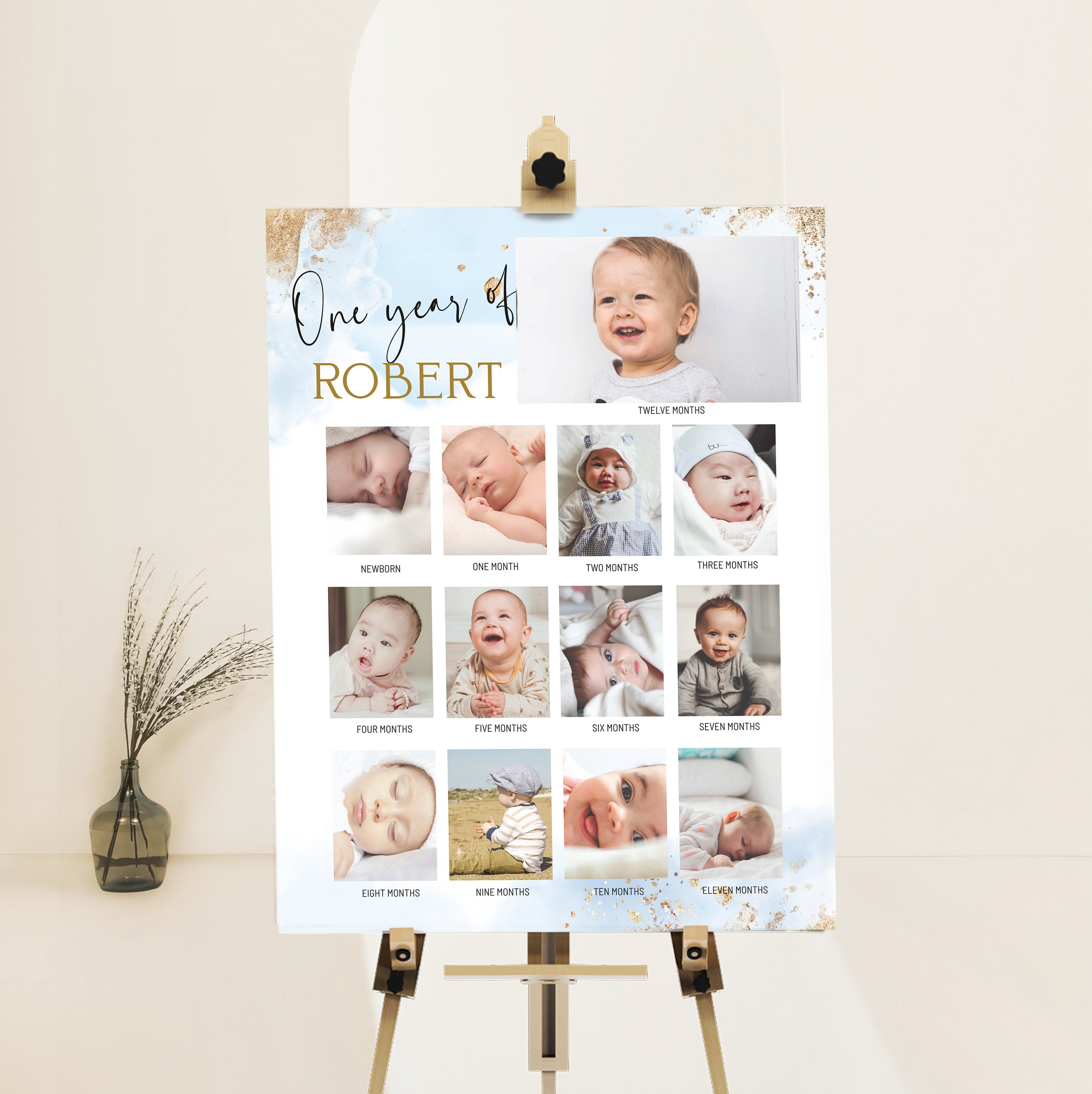 Blue First Year Photo Collage Baby's First Year Photo - Etsy