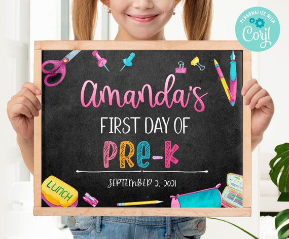 Editable first day of pre-k sign personalized school sign | Etsy