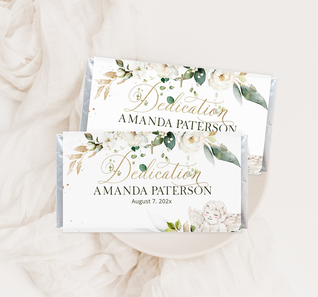 Eucalyptus Dedication Candy Bar Wrapper, Editable Chocolate Label ...
