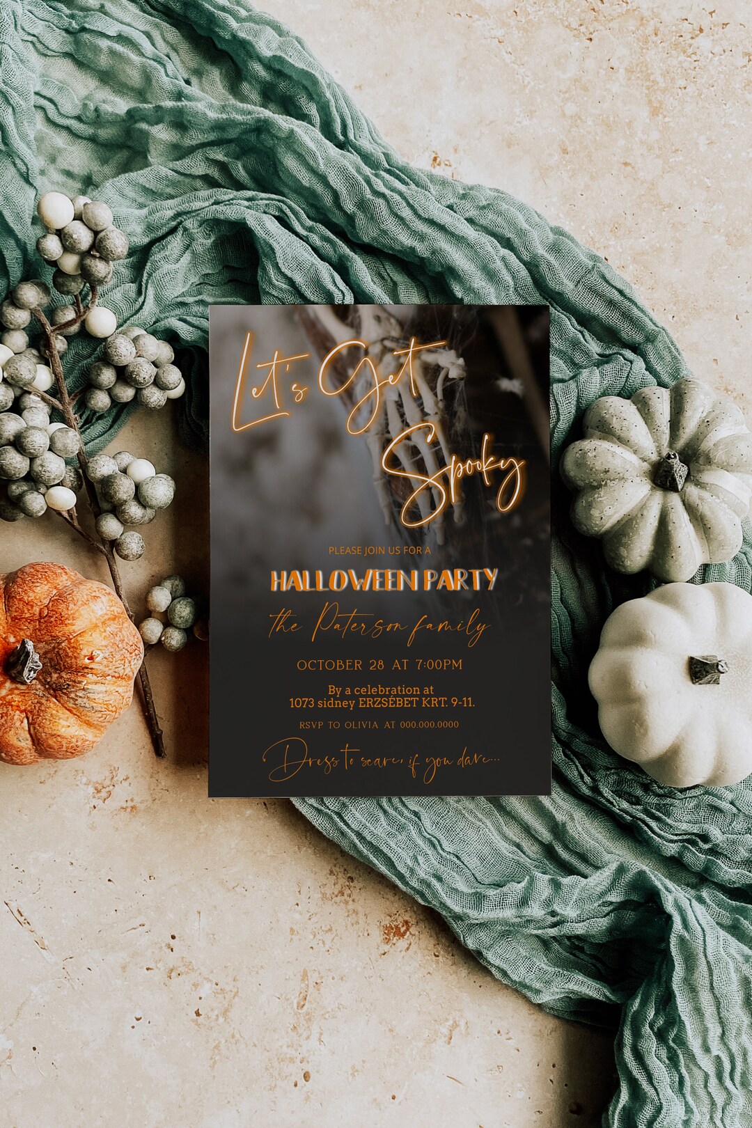 Let's Get Spooky Halloween Party Invitation Template, Spooky Halloween ...
