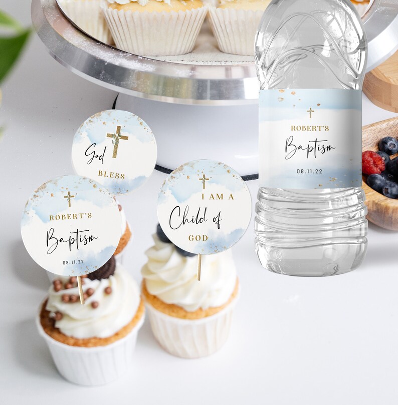 Boy Baptism Bottle Label Christening Water Label Printable - Etsy